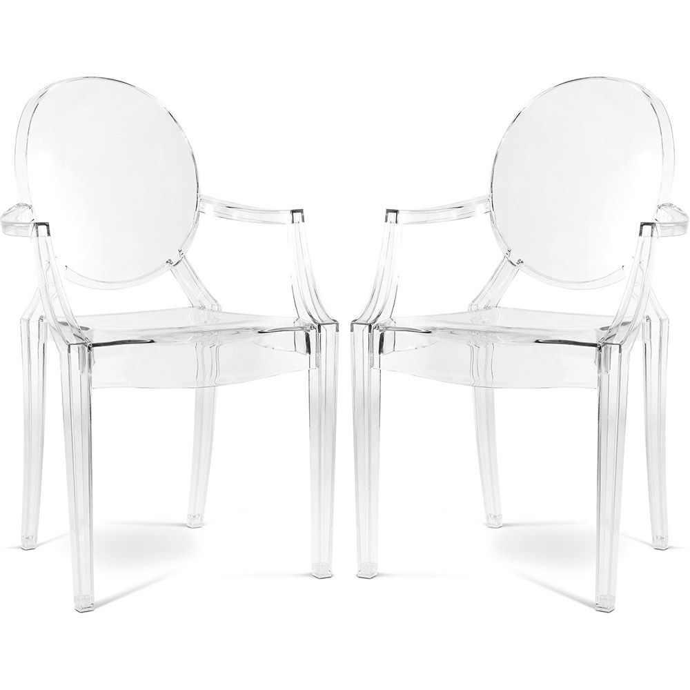 Pacote com 2 cadeiras de jantar transparentes - Design com apoio de ...